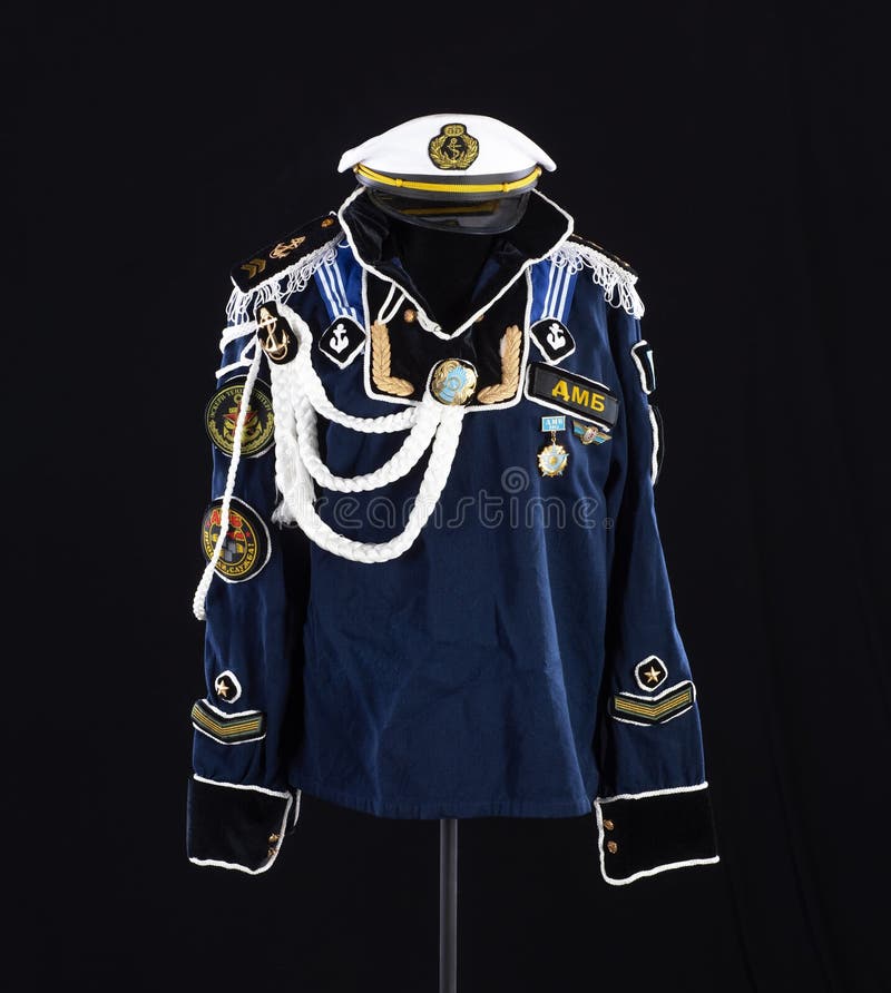 Blue Captain Navy Jacket on Mannequin Stock Photo - Image of black ...