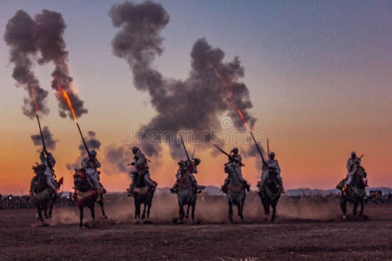 Tbourida Horses Show in Marrakech Editorial Image - Image of violence ...