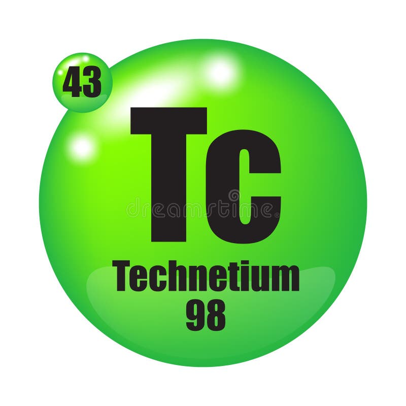 Tc Chemical Element. Atomic Number 43. Mass 98. Green Sphere Image ...