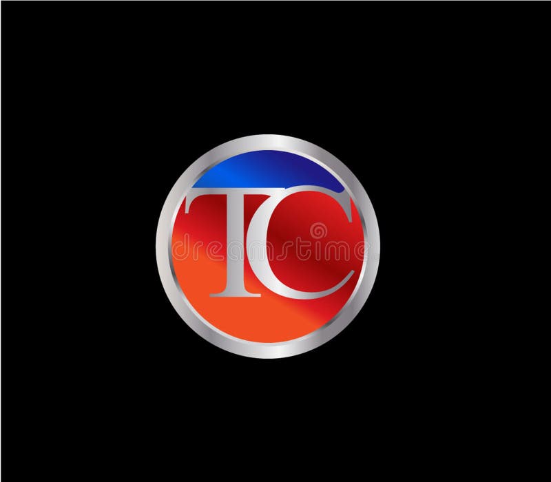 TC Initial Circle Shape Red Blue Silver Color Later Logo Design Stock ...