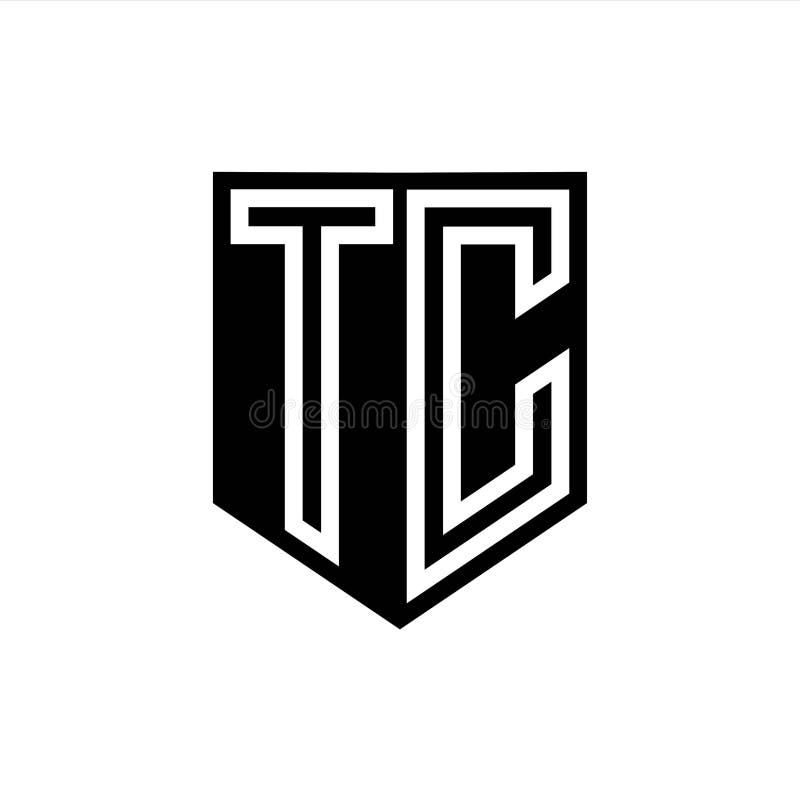 TC Logo Monogram Shield Geometric White Line Inside Black Shield Color ...