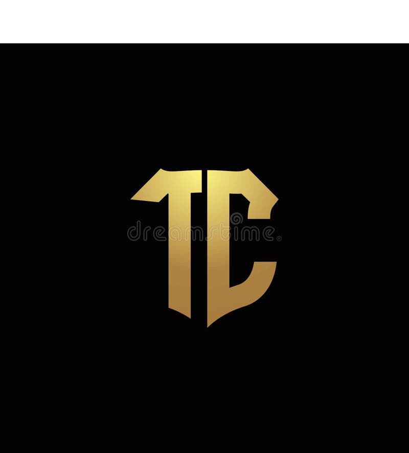 TC Logo Monogram with Gold Colors and Shield Shape Design Template ...