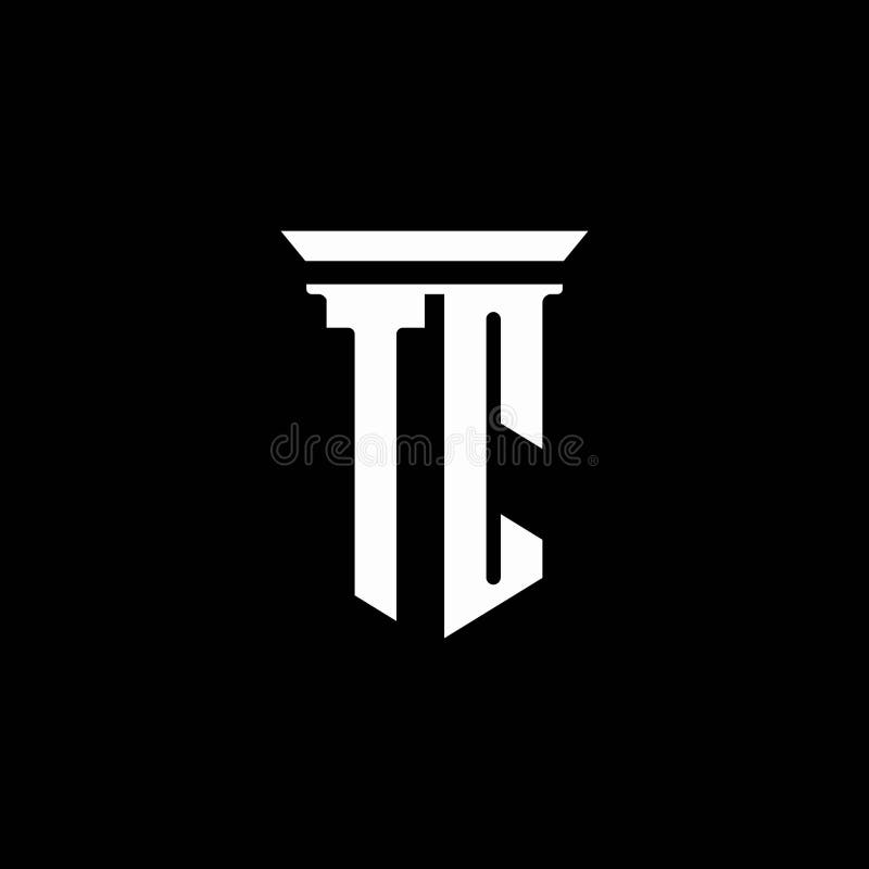 TC Monogram Logo with Emblem Style Isolated on Black Background Stock ...