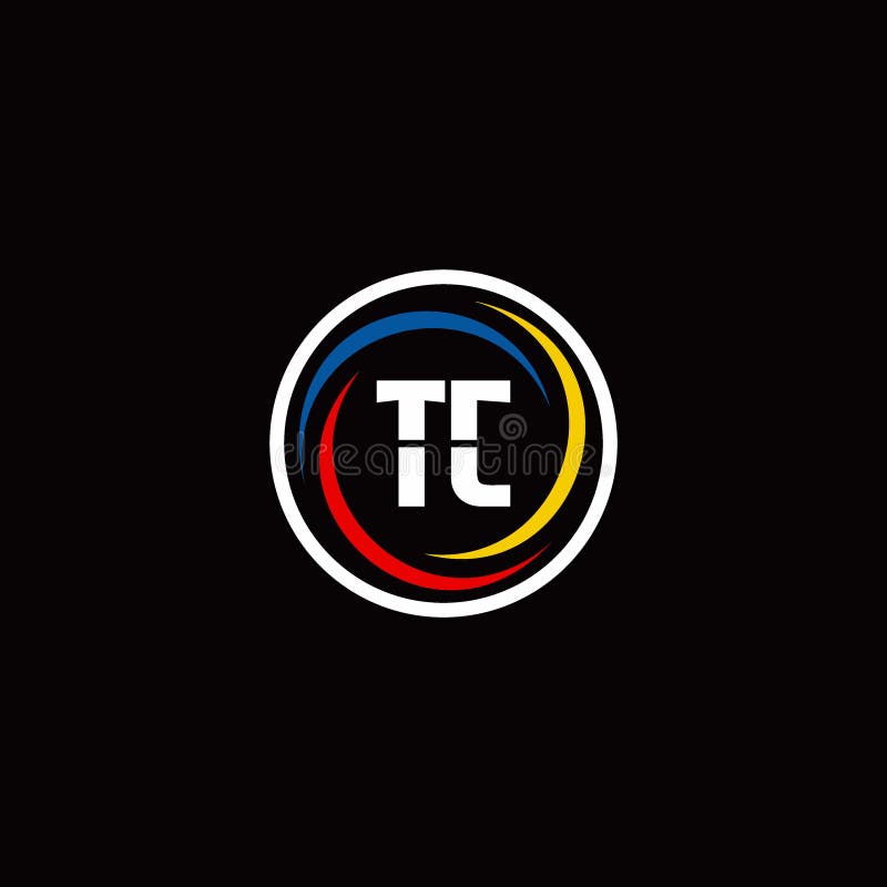 TC Monogram Logo Isolated on Circle Shape with 3 Slash Colors Rounded ...