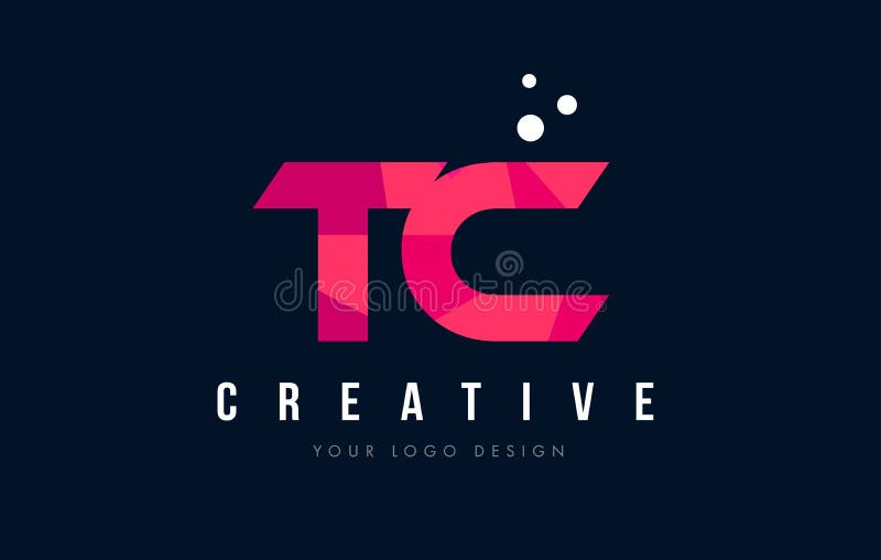 TC T C Letter Logo with Purple Low Poly Pink Triangles Concept Stock ...