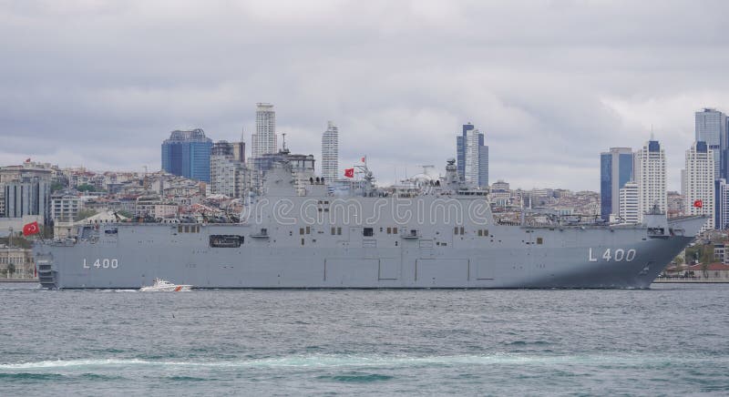TCG Anadolu Ship Passing Bosphorus, Istanbul Editorial Photography ...