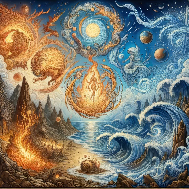 88 21. TCG Artwork Elemental Magic Drawing_ a Magic Fe Stock Image ...