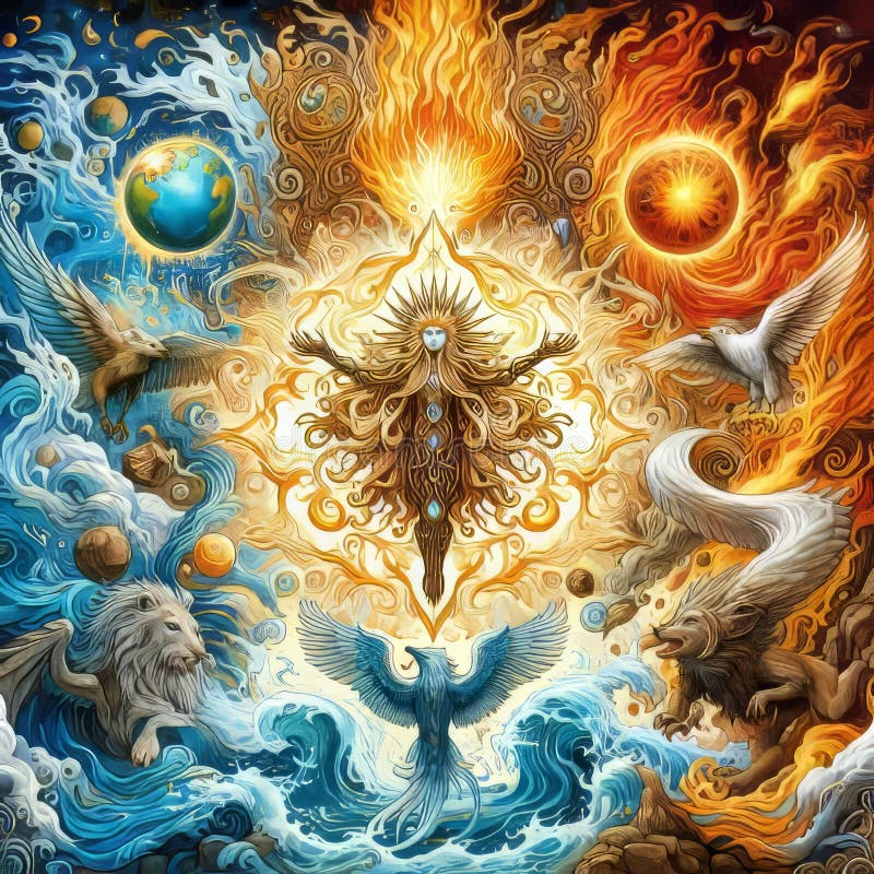 86 21. TCG Artwork Elemental Magic Drawing_ a Magic Fe Stock ...