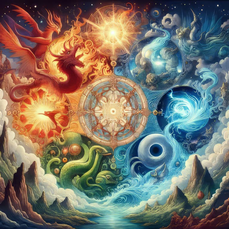 74 21. TCG Artwork Elemental Magic Drawing_ a Magical Drawng Fe Stock ...