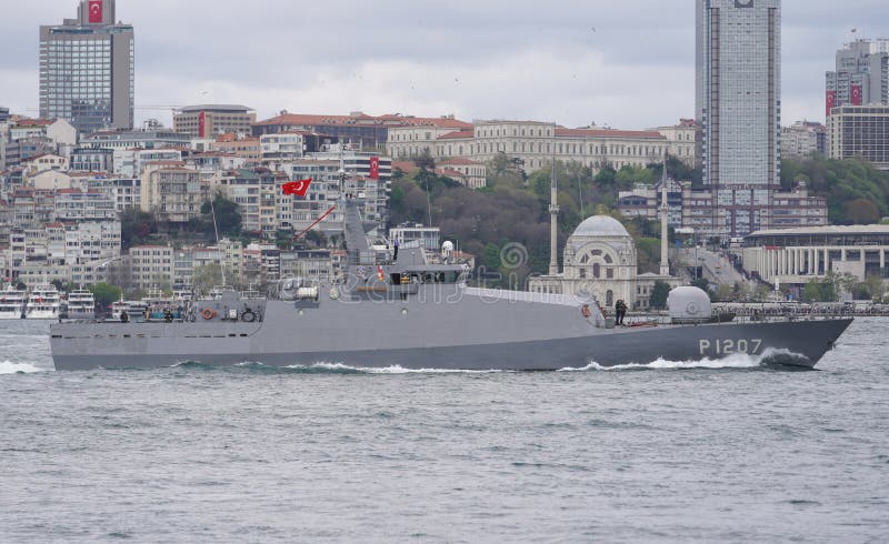 TCG Tekirdag Ship Passing Bosphorus, Istanbul Editorial Stock Photo ...