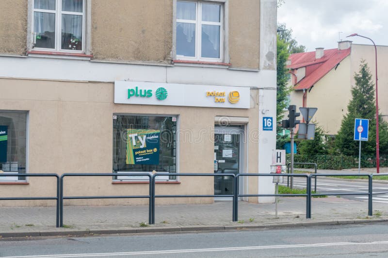 Plus and Polsat Box store editorial stock image. Image of connection ...