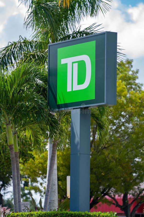 TD Bank Sign with Palm Trees Editorial Photography - Image of miami ...