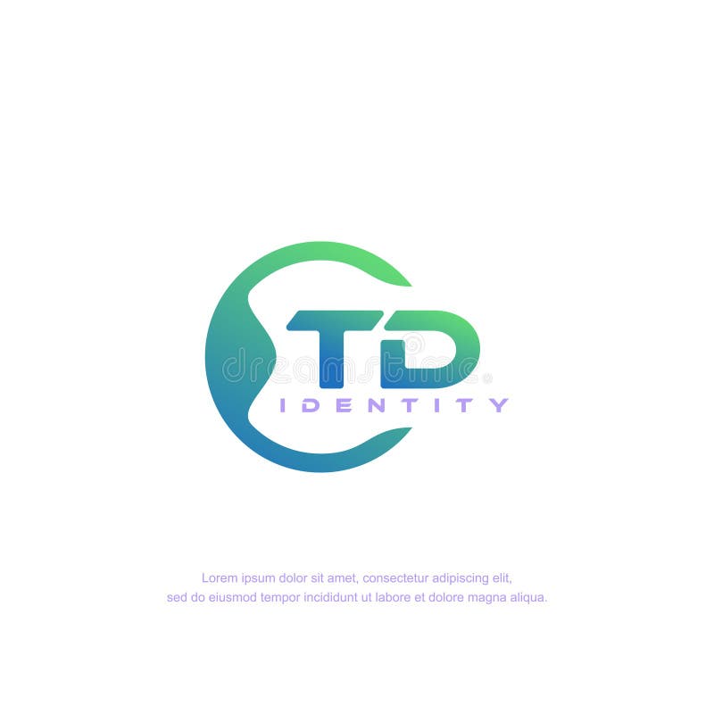 TD Initial Letter Circular Line Logo Template Vector with Gradient ...