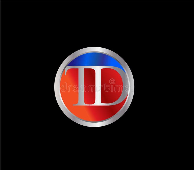 TD Initial Circle Shape Silver Red Blue Color Later Logo Design Stock ...