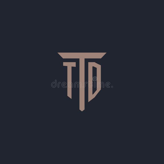 TD Initial Logo Monogram with Pillar Icon Design Stock Vector ...