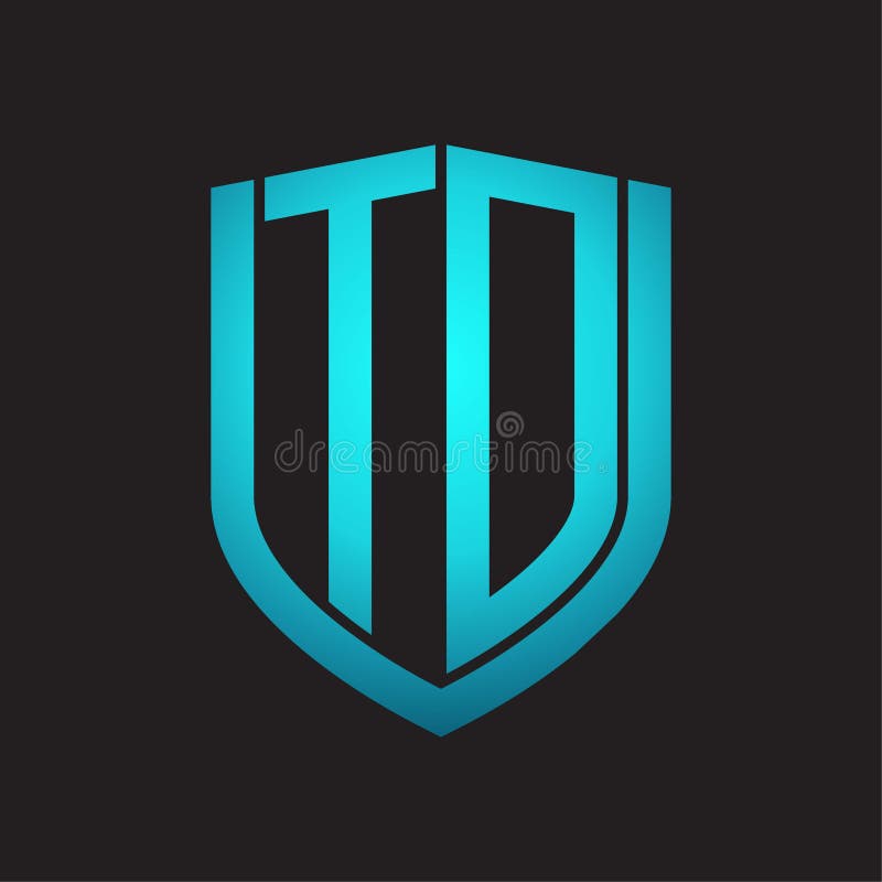 TD Logo Monogram with Emblem Shield Design Isolated with Blue Colors on ...