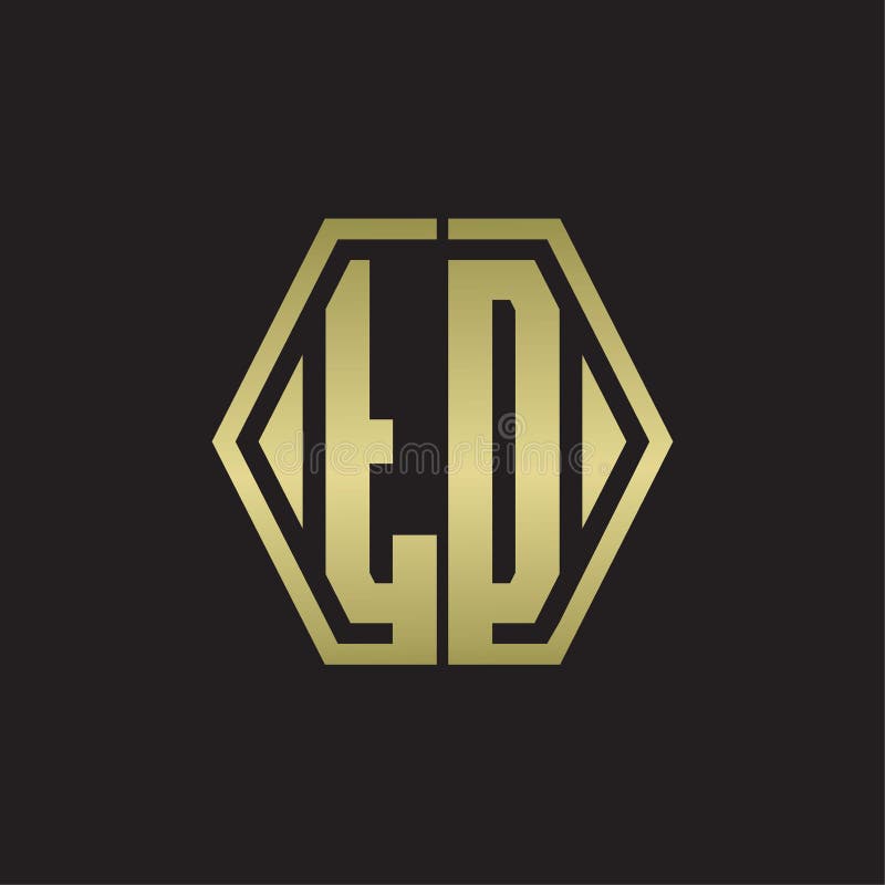 TD Logo Monogram with Hexagon Line Rounded Design Template with Gold ...