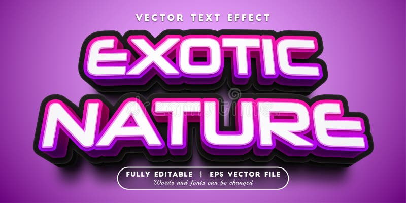 Text Effects 3d Exotic Nature, Editable Text Style Stock Vector ...