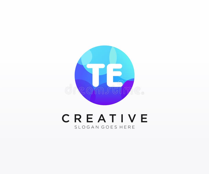 TE Initial Logo with Colorful Circle Template Vector Stock Vector ...