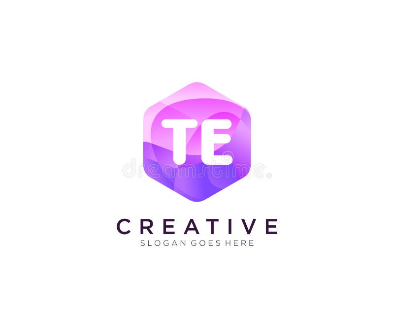TE Initial Logo with Colorful Hexagon Modern Business Alphabet Logo ...