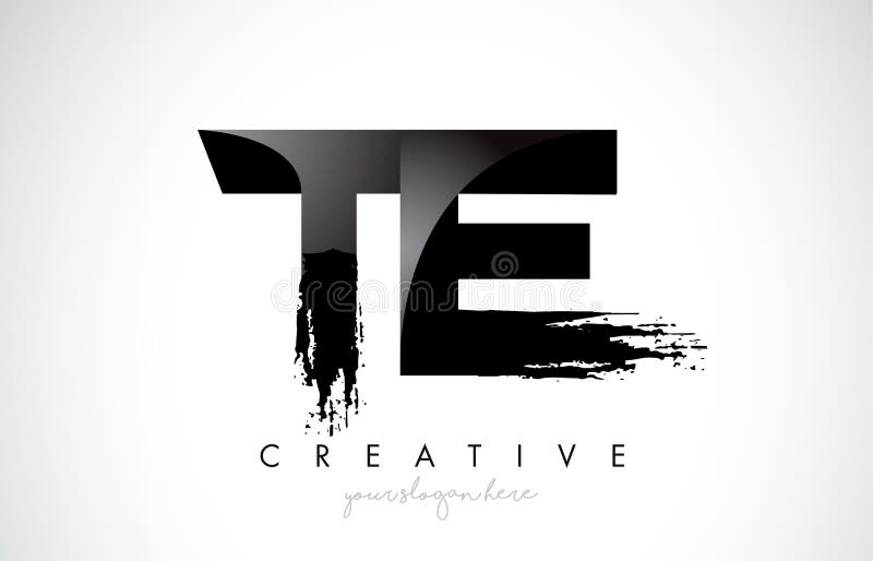 TE Letter Design with Brush Stroke and Modern 3D Look Stock Vector ...