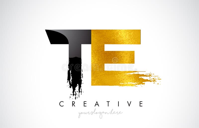 TE Letter Design with Brush Stroke and Modern 3D Look Stock Vector ...