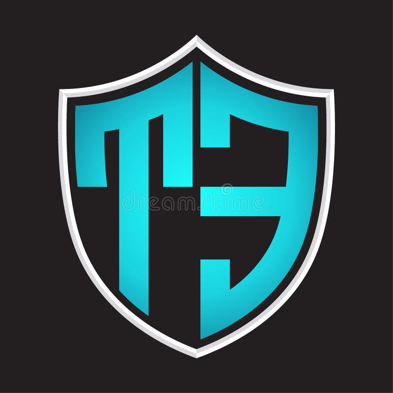 TE Logo Monogram with Shield Shape Isolated Blue Colors on Outline ...