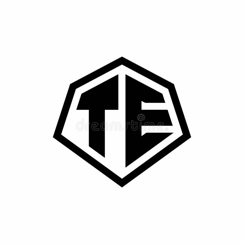 TE Monogram Logo with Hexagon Shape and Line Rounded Style Design ...