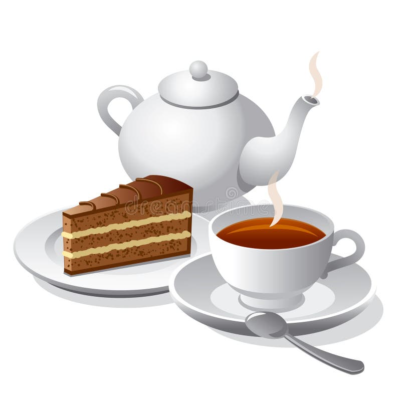 Te och kaka stock illustrationer. Illustration av platta - 31472427