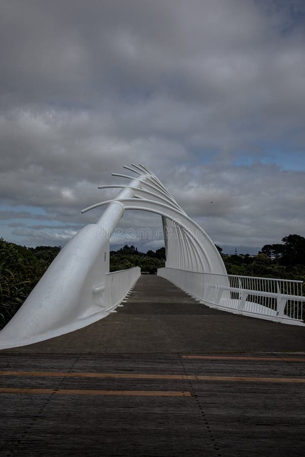 Te Rewa Rewa Bridge on a Cloudy Day Stock Photo - Image of bridge ...