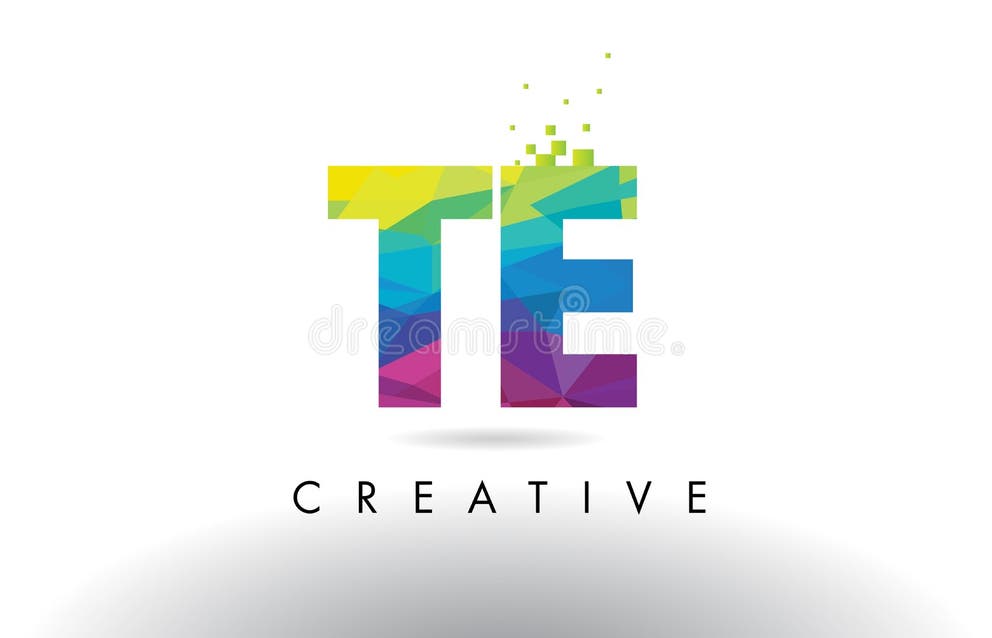 TE T E Colorful Letter Origami Triangles Design Vector. Stock Vector ...