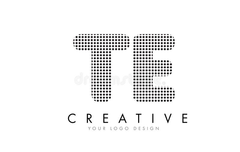 TE T E Letter Logo With Black Dots And Trails. Stock Vector ...