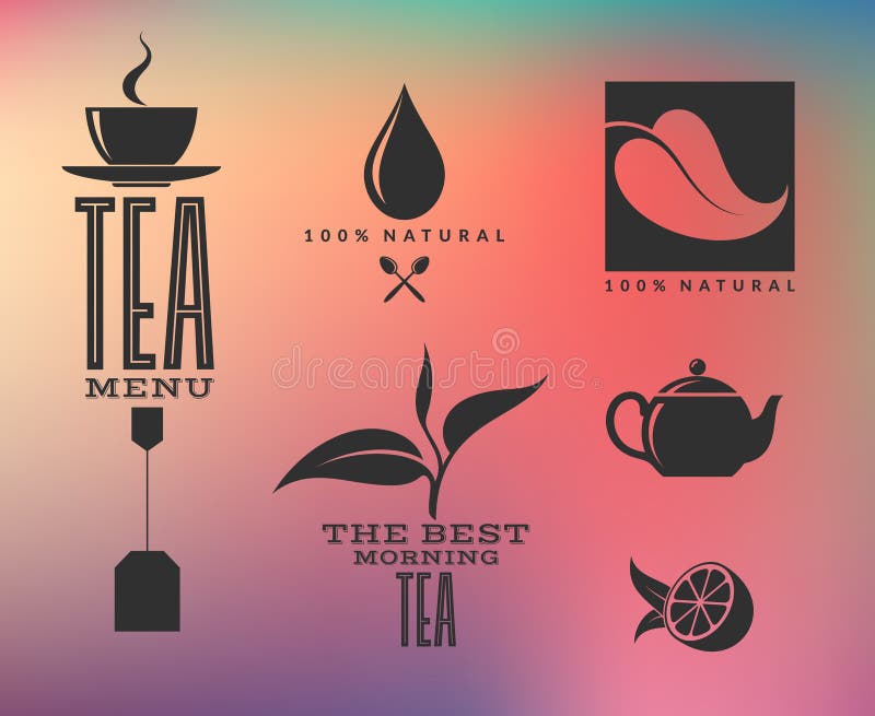 Tea. Abstract Icons and Labels on Smooth Background Stock Vector ...