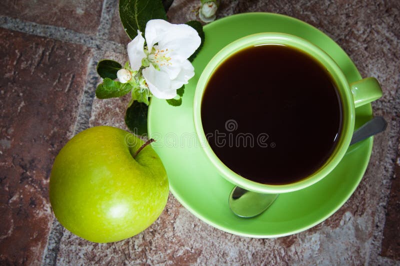 Tea with an apple stock image. Image of flower, nature - 36713641