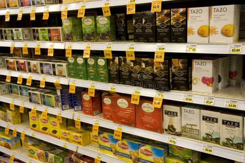 Tea bag herb supermarket editorial image. Image of store - 30429340