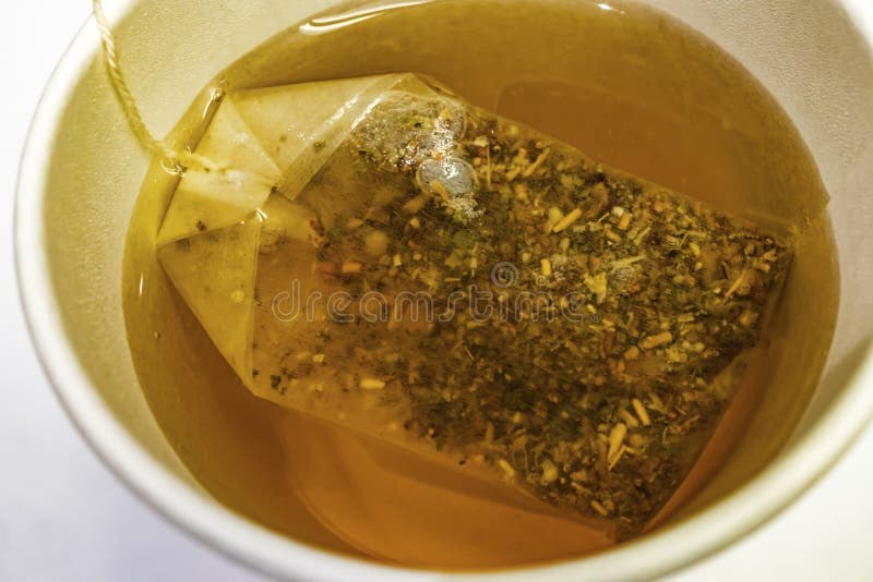 Tea Bag with Hot Water in Paper Hot Drink Cup Stock Image - Image of ...