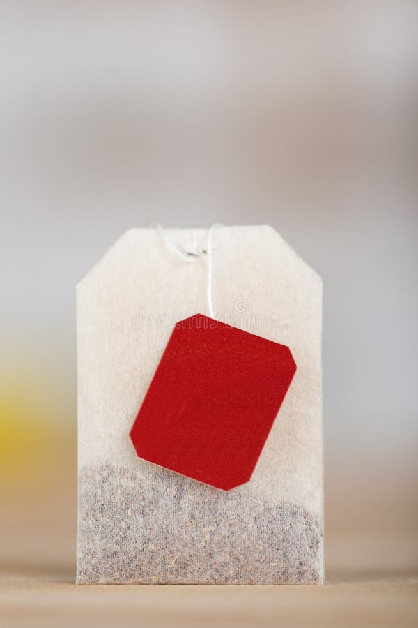 Tea Bag with Label on Table Stock Image - Image of aroma, copyspace ...