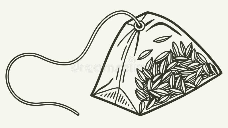Tea Bag with Leaves Illustration, Hot Drink, Brew, Vector Design ...