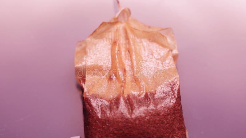 Tea bag with leftover tea stock footage. Video of antioxidant - 246289922