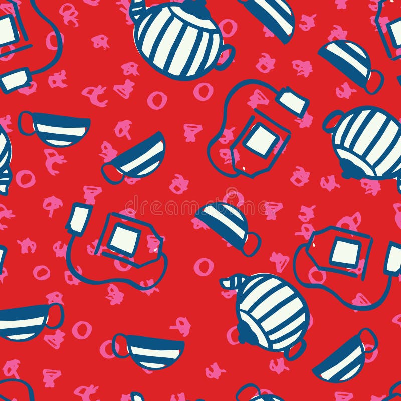Tea Bag and Tea Cup Seamless Repeat Pattern Design Stock Vector ...