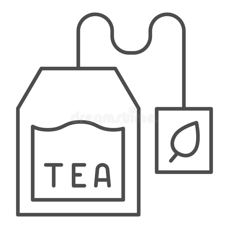 Tea Bag Thin Line Icon, Tea Time Concept, Teabag Sign on White ...