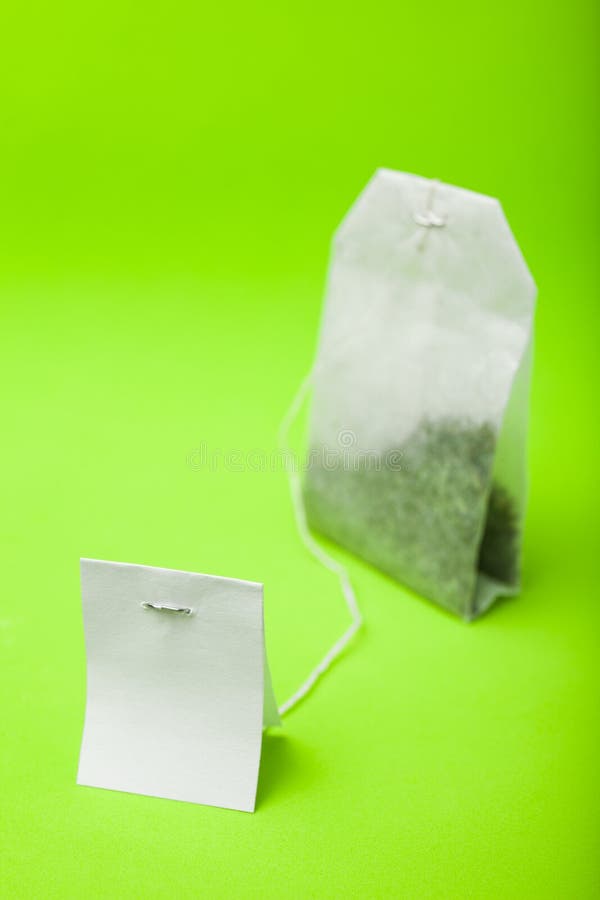 An Empty Label with a White Tea Bag, Selective Focus. Layout Stock ...