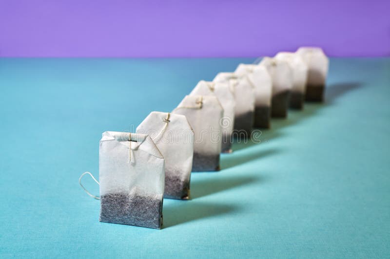 Tea Bags Standing Row Blue Background Stock Photos - Free & Royalty ...