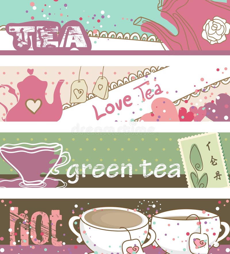 Tea banners stock illustration. Illustration of elements - 27942199