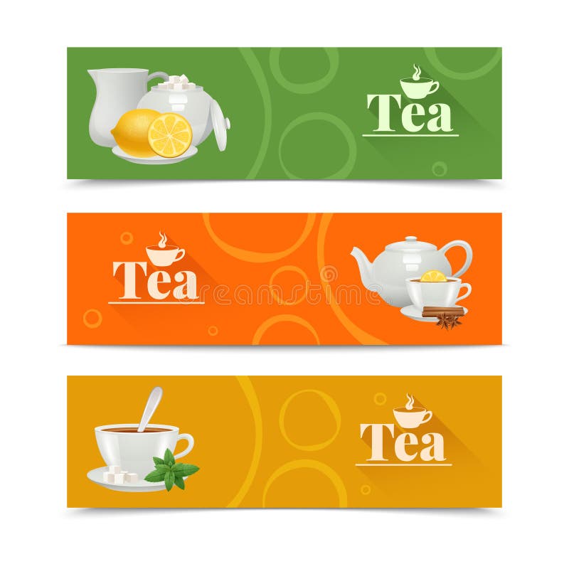 Tea Banners Set stock vector. Illustration of lemon, decorative - 54931911