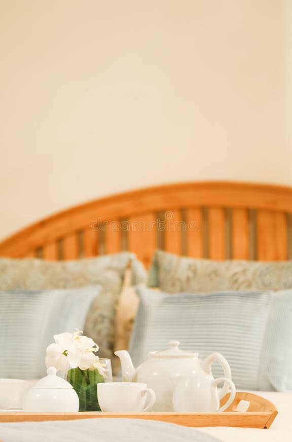 Tea in bed stock photo. Image of getaway, away, decor - 18645634