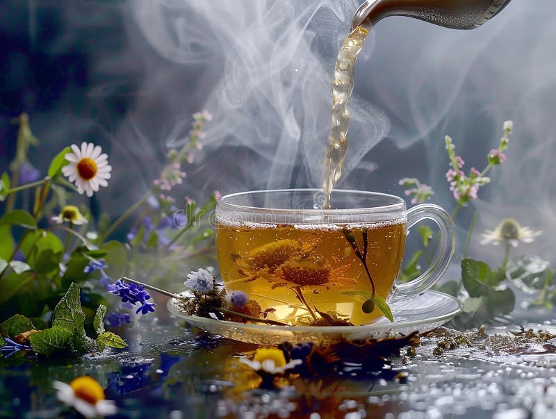 Tea being poured into cup stock illustration. Illustration of kitchen ...