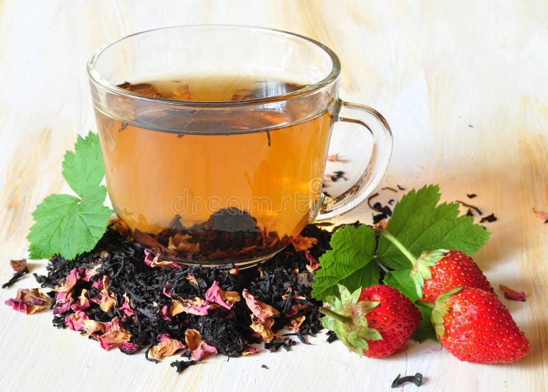 Tea and berries stock photo. Image of strawberry, india - 15512112