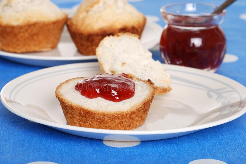 Tea Biscuit with Raspberry Jam Stock Image - Image of lunch, strawberry ...