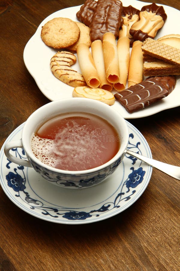 Tea with biscuits stock photo. Image of cafe, england - 17187610